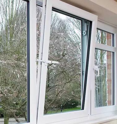 China White UPVC / PVC Tilt And Turn Window Double Glazed Glass Window With Mosquito Net for sale