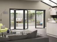 China Curved Aluminium Balcony Folding Door Double Triple Glass Interior Folding Glass Doors for sale