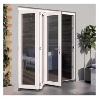 China Curved Aluminium Balcony Folding Door Double Triple Glass Interior Folding Glass Doors for sale