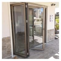 China Curved Aluminium Balcony Folding Door Double Triple Glass Interior Folding Glass Doors for sale