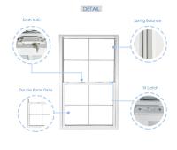 China Customized UPVC Single Hung Double Hung Windows With Double Tempered Glass for sale