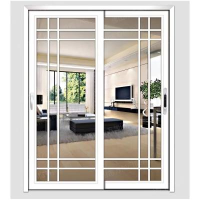 China Durable UPVC Sliding Door Double Tempered Glass White Sliding Door for Balcony for sale