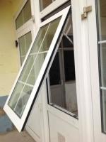 China 900x900mm Single Glazed Top Hung Awning Window UPVC Profile PVC Awning Glass Window for sale
