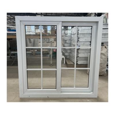 China Sliding Style European Upvc Interior Design Two Track Pvc Window with Custom Grill Design for sale