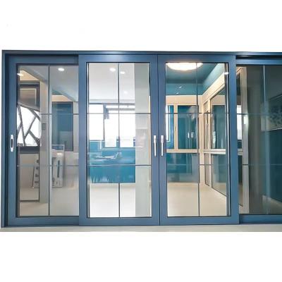 China  Aluminum Grills Exterior 4 Panels Double Glazed Sliding Doors For Balcony for sale
