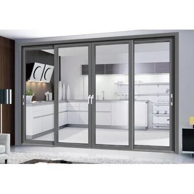 China Aluminium Double Tempered Glass Energy Efficient Sliding Door for sale
