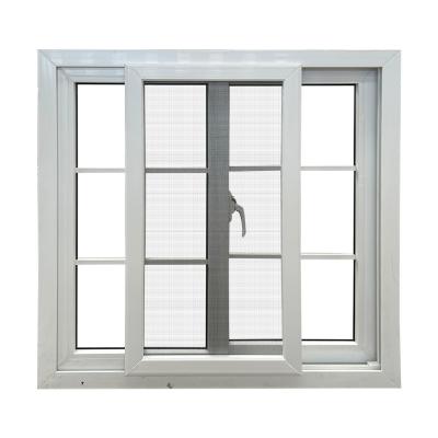China European Design Horizontal Sliding UPVC Window With Custom Grill And Double Glazing Glass for sale