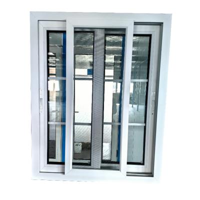 China Single / Double Glazed Sliding Windows With PVC Grill Design Large Hurricane Impact for sale