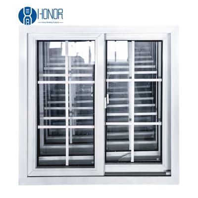 China China Sliding UPVC Window with Grill Design and Mosquito Net for sale