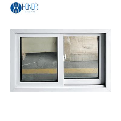 China Honor Double Sliding PVC/UPVC Windows with Tempered Glass Plastic Frame for Home Hotels Basements Living Rooms for sale