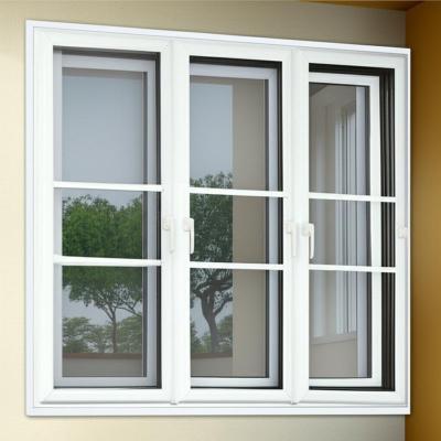 China Pvc Plastic Sliding Windows Commercial Single Double Glass Slide Windows With Net for sale