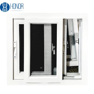 China Soundproof PVC/UPVC Sliding Glass Window for Kitchen & Restaurant with Flyscreen & Laminated Glazing & Tempered Glazing for sale