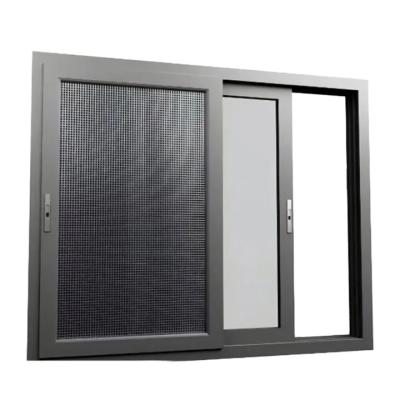 China Tinted glass aluminium frame three track hurricane impact double glazed aluminum sliding windows for Villa for sale