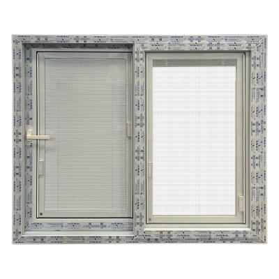 China Double Glazed Impact  PVC Vinyl House Window With Blinds Inside Glass Sliding Window for sale