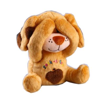 China Electronic Peek a Boo Dog Plush Toy 30cm Interactive Stuffed Animal with Sound for sale