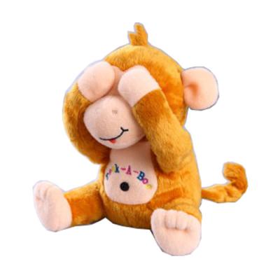 China Electronic Peek a Boo George Monkey Plush Toy 30cm Interactive Stuffed Animal for sale