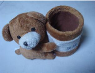China Stuffed Plush Stationery Pen Vase Bear 20cm Cute Desk Organizer for sale