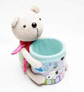 China Custom Stuffed Plush Rabbit Pen Vase Stationery Holder for Desk Organization for sale