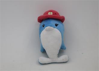 China Stuffed Plush Dolphin Toy with Hat Blue Soft Sea Animal 30cm OEM ODM Custom for sale