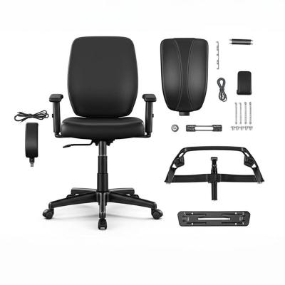 China Modern PU Office Chair with 360-Degree Rotation Lumbar Support and Adjustable Armrests for sale
