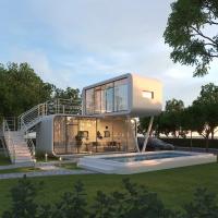 China Modern Single Apartment Glass Sunshine Room Container House with 50mm Rock Wool Insulation and 3500x8000mm Maximum Size for sale