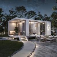 China Luxury Apple Cabin House with 3500x8000mm Size, Galvanized Steel Frame & Rock Wool Insulation for Moveable Vacation Cottages for sale