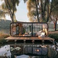 China Customized Prefab Apple Cabin for Lakeside Retreat - 3500mm x 8000mm with Rock Wool Insulation for sale