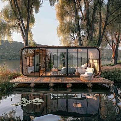 China Customized Prefab Apple Cabin for Lakeside Retreat - 3500mm x 8000mm with Rock Wool Insulation for sale