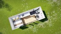 China Apple Cabin House 11.5x2.2m Prefabricated Structure with Galvanized Steel Frame and Rock Wool Insulation for sale