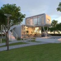 China Modern White Villa Two Floor Apple House Luxury Prefab Home with Galvanized Steel Frame for sale