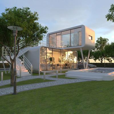 China Modern White Villa Two Floor Apple House Luxury Prefab Home with Galvanized Steel Frame for sale