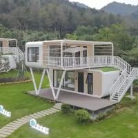 China Modern White Villa Two Floor Apple House Luxury Prefab Home with Galvanized Steel Frame for sale