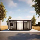 China Mini Apple Cabin House with Glass Window and Door Galvanized Steel Frame Garden Sunroom 50mm Rock Wool Insulation for sale