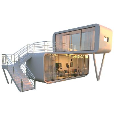 China Customizable Apple Cabin House with Dry-Wet Separation Bathroom Galvanized Steel Frame 50mm Rock Wool Insulation for sale