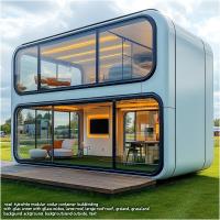 China Apple Cabin House Galvanized Steel Frame Bamboo Wood Fiber Board Interior Wall Integrated Ceiling 3500mm x 8000mm for sale