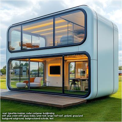 China Apple Cabin House Galvanized Steel Frame Bamboo Wood Fiber Board Interior Wall Integrated Ceiling 3500mm x 8000mm for sale