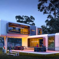 China Apple Cabin Prefabricated Container House with 3500x8000mm Size and Rock Wool Insulation for Hotels and Homestays for sale