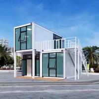 China Flat Pack Container House Steel Structure EPS Sandwich Panel Wall 50mm Aluminum Sliding Door for sale