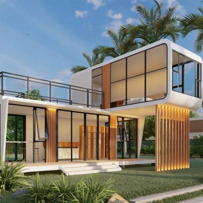 China Prefabricated Apple Cabin House Galvanized Steel Frame 50mm Rock Wool Insulation Custom Color for sale