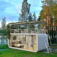 China Prefabricated Apple Cabin House Galvanized Steel Frame 50mm Rock Wool Insulation Custom Color for sale
