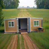 China Expandable Container House Steel Frame Structure With EPS / Rock Wool Sandwich Panel Wall for sale