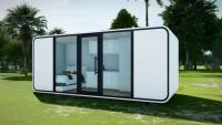 China Apple Cabin House Galvanized Steel Frame Metal Carved Panel 50mm Rock Wool Insulation for sale