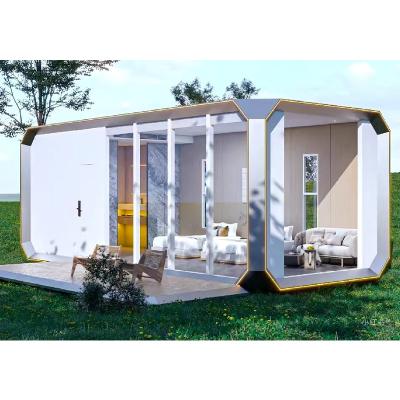 China Galvanized Steel Frame Apple Cabin House with Metal Carved Panel 50mm Rock Wool Insulation for sale