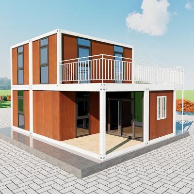 China Wooden Color Container House With Deck Detachable Container Modular Home for sale