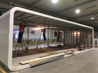 China Apple Cabin House Galvanized Steel Frame Metal Carved Panel Prefab Home 3500mm for sale