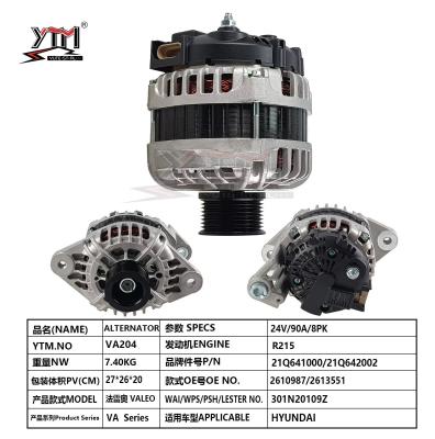 China New  VA204 24V 90A 8PK 2610987 2613551 Alternator Assembly WAI 301N20109Z  for R215 Heavy Duty for sale