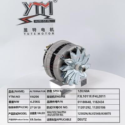 China YTM VA206 12V 60A Alternator 439190 11201292 11203106 for Deutz F3L1011F F4L2011 Engine for sale