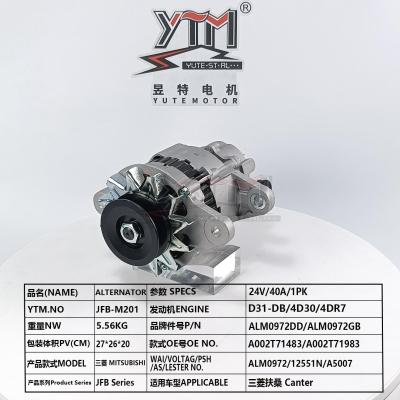 China Alternator 24V 40A 1PK JFB‑M201 OE A002T71483 A002T71983 ALM0972DD For Mitsubishi D31‑DB 4D30 4DR7 Engine Mitsubishi Canter Charging Generator for sale