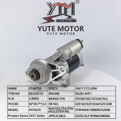 China 24V 11T 3.5KW Starter Motor Hitachi Style For Isuzu 4HF1 Engine OE S25163 STH3675EC for sale