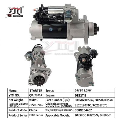 China 24V 3.2KW 9T Starter Motor For Daewoo DH225‑9 DH300‑7 DE12TIS Engine OE 262017074C 30051600055A for sale